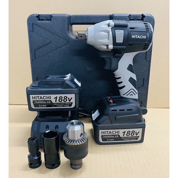 Máy siết bulong dùng pin không chổi than 188V Hitachi 10 Cell